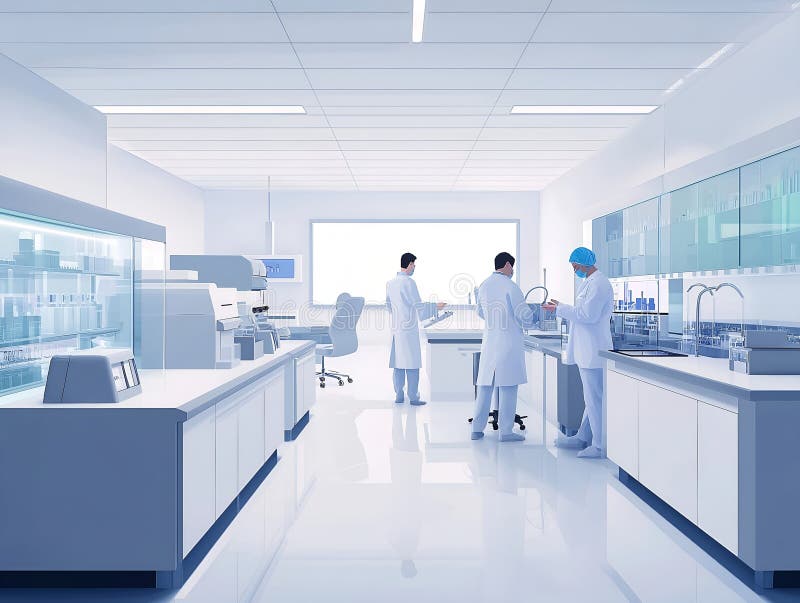 A Laboratory with Scientists and Equipment, a Clean and Modern Setting ...