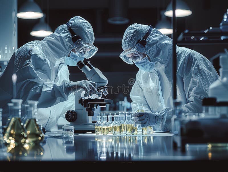 Laboratory Scientists Protective Gear Examine Samples Corn Oil ...