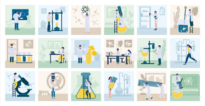 Laboratory Scientists Square Compositions Stock Vector - Illustration ...