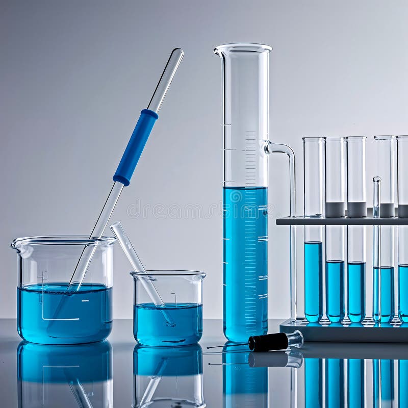 Minimalist Laboratory Setting with Three Glass Beakers Filled with ...