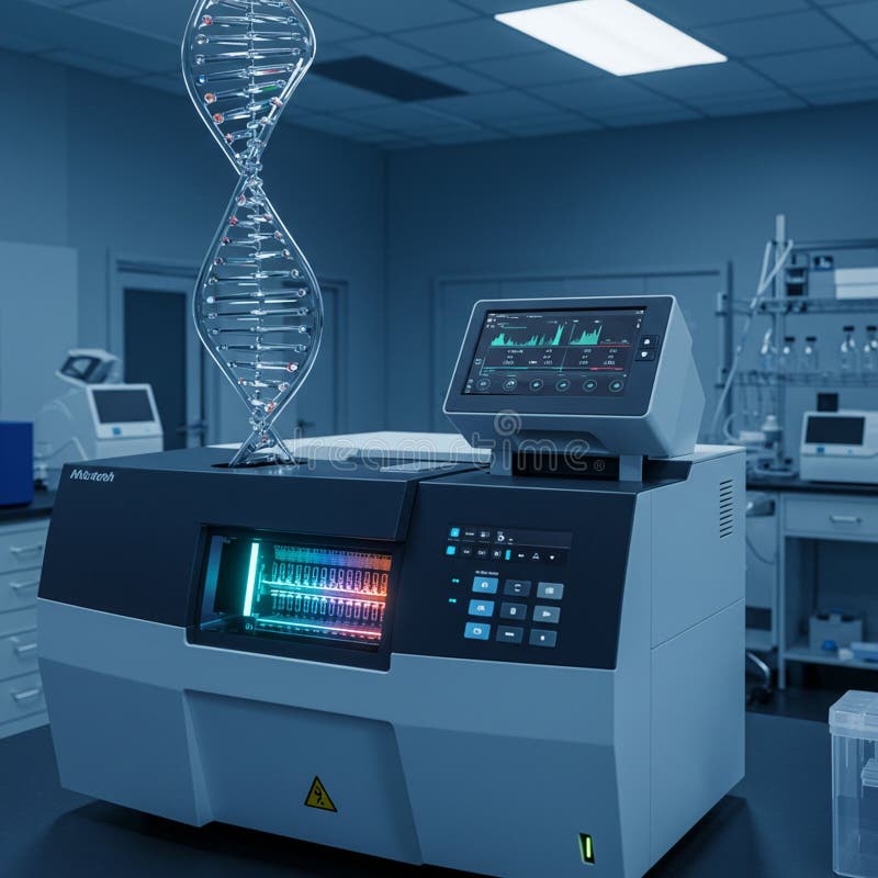 A Laboratory Setting Features an Advanced DNA Sequencing Machine with a ...