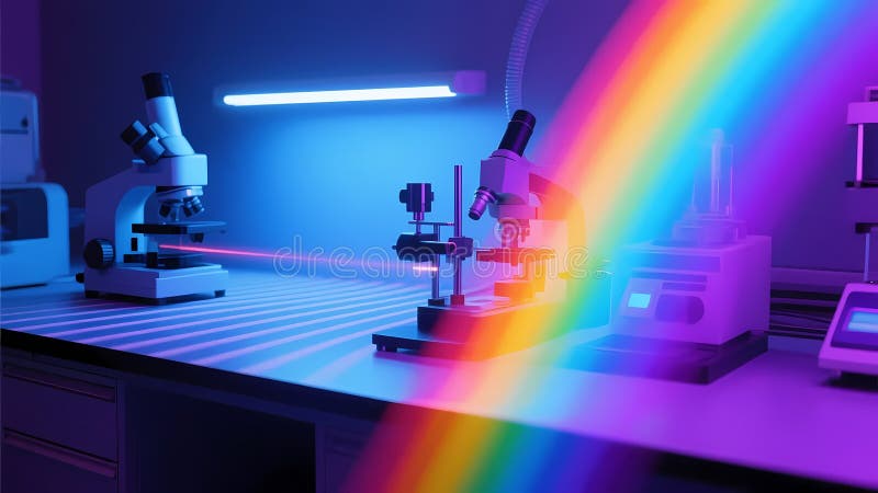 Colorful Scientific Lab with Microscopes. Stock Illustration ...