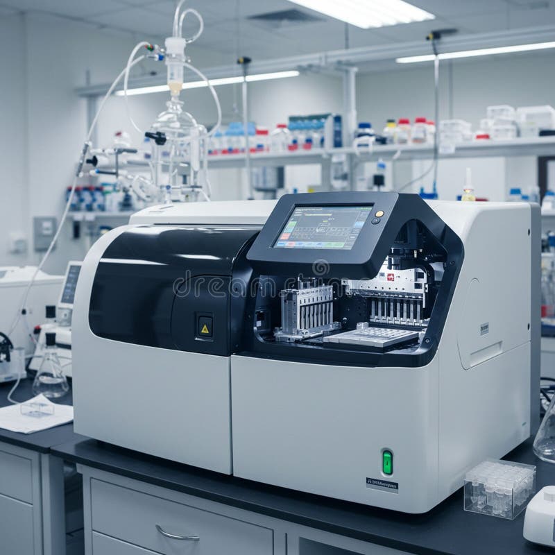 Laboratory Setting Featuring an Advanced Medical Analyzer on a ...