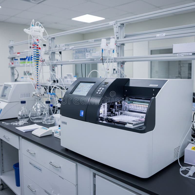 Laboratory Setting Featuring a DNA Sequencing Machine Prominently on a ...
