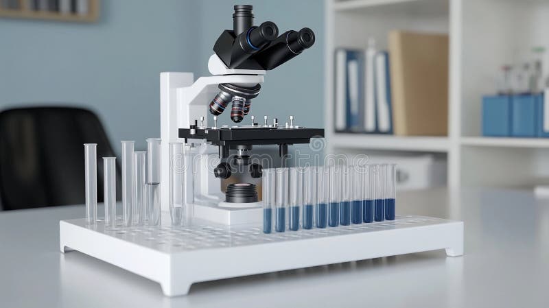 Laboratory Setting with a Microscope and Test Tubes during a Research ...