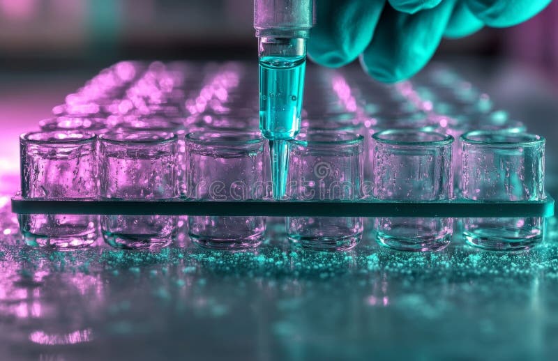 In a Laboratory Setting, a Scientist Manipulates a Dropper Containing ...