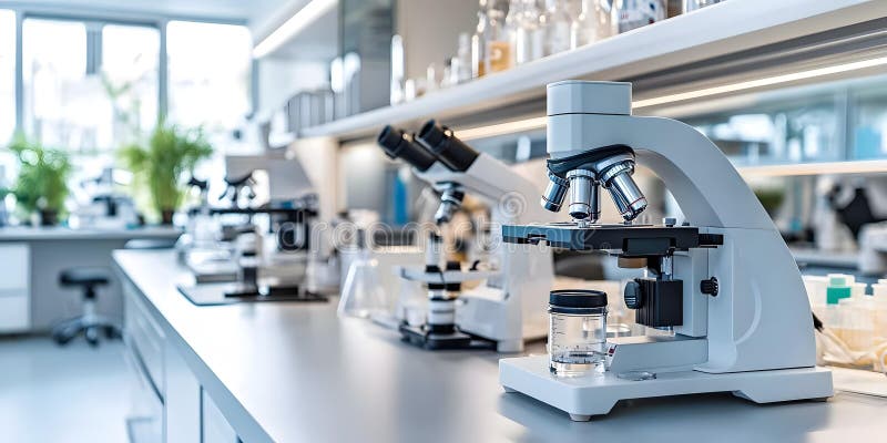 Laboratory Setting with Sophisticated Microscope Stock Illustration ...