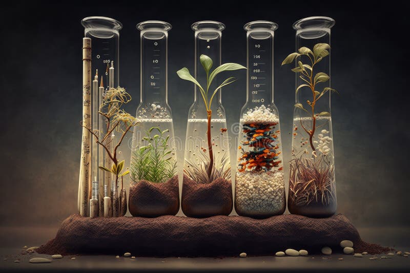 Laboratory Setting, with Test Tubes Filled with Seeds and the Proper ...