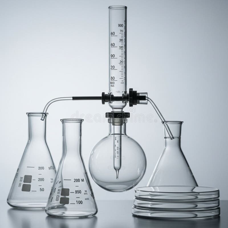 Volumetric Flask. Lab Flasks Connected with Test Tube Illustration ...