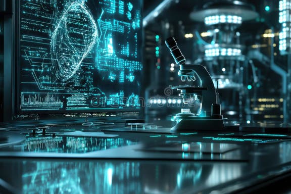 Laboratory Setup Featuring a Microscope and Digital Interface in a ...