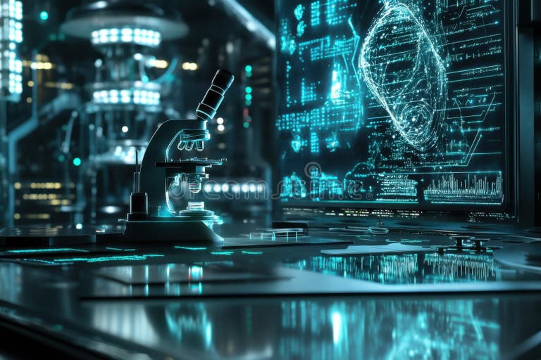 Laboratory Setup Featuring a Microscope and Digital Interface in a ...