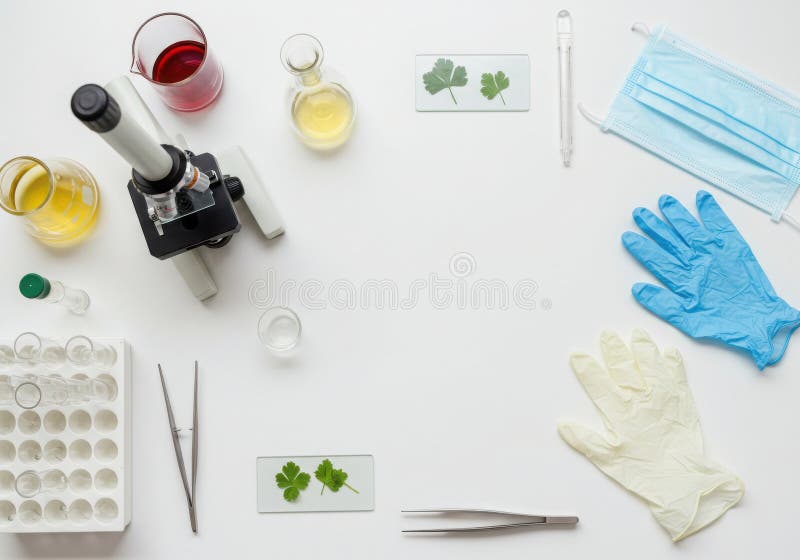 Laboratory Setup with Herbal Sample Tools Stock Illustration ...