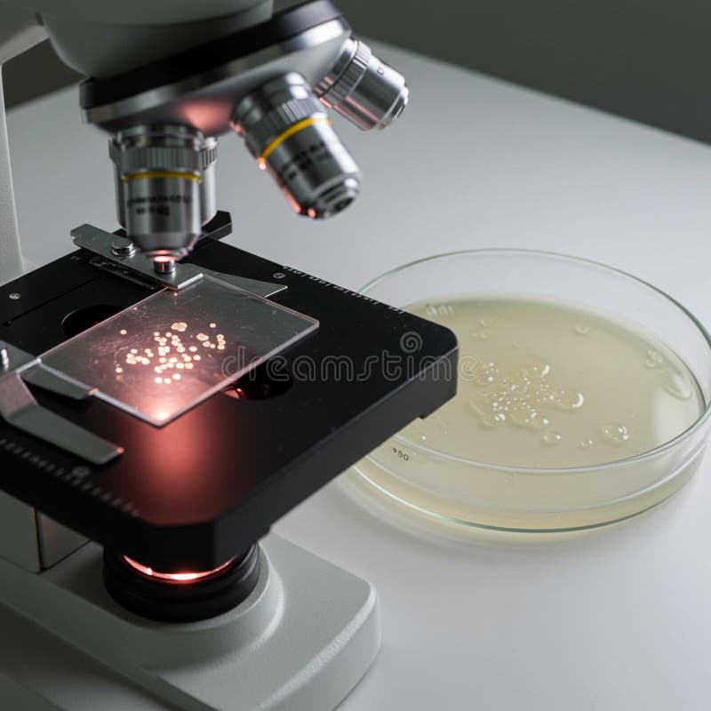 Laboratory Setup Featuring a Microscope with Three Objective Lenses. on ...