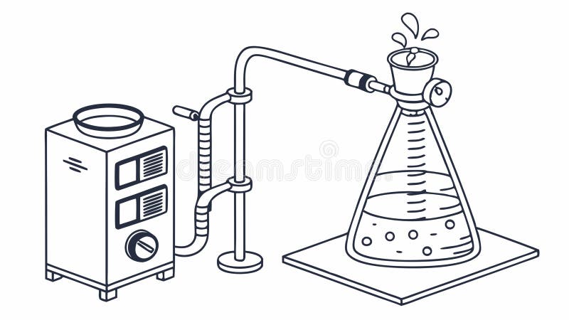Laboratory Setup Illustration with Complex Equipment and Flask, Vector ...