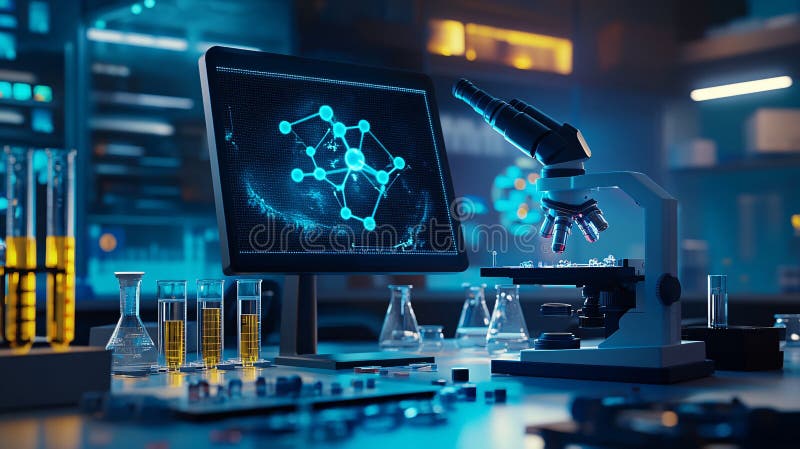 Laboratory Setup with Microscope and Scientific Equipment Stock Photo ...