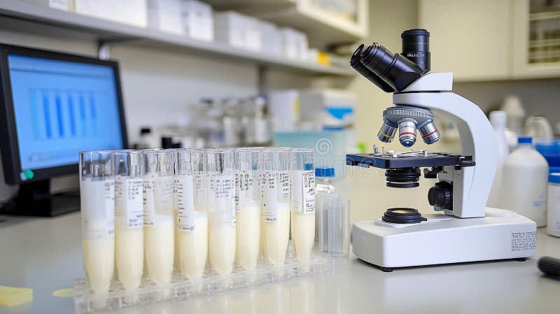 Laboratory Setup with Microscope and Test Tubes for Scientific Research ...