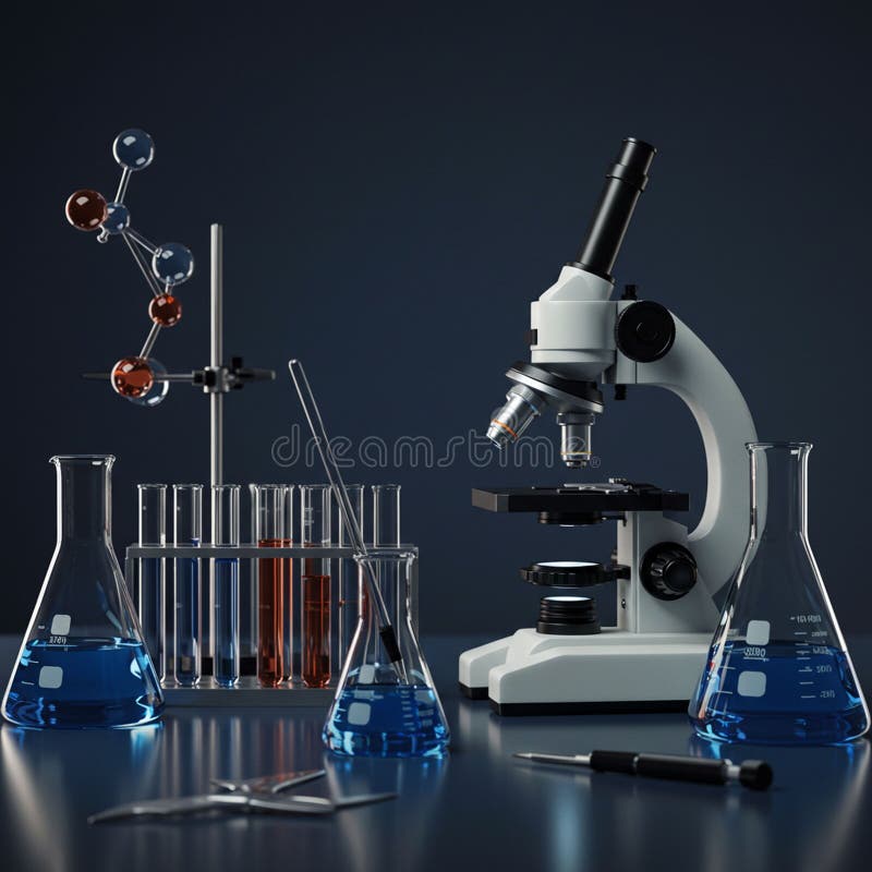 Laboratory Setup with a Microscope and Various Scientific Instruments ...