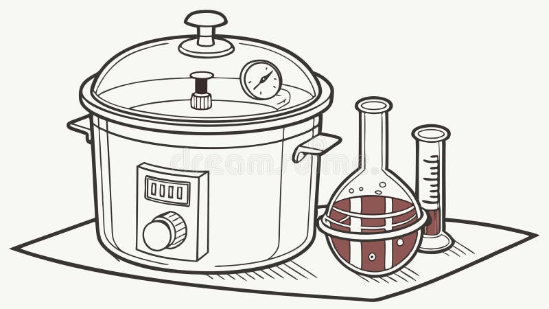 Laboratory Setup with Pot and Flasks, Chemistry Experiment, Science Art ...