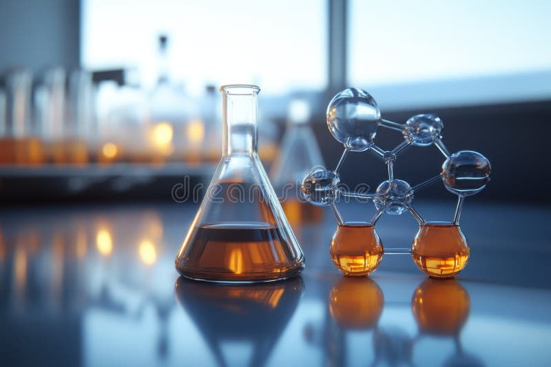 Experiment in a Laboratory with Chemical Compounds and Glassware during ...