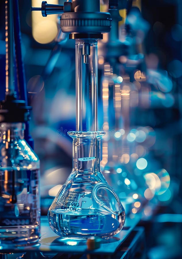 A Laboratory with Several Glass Flasks and Bottles Stock Photo - Image ...