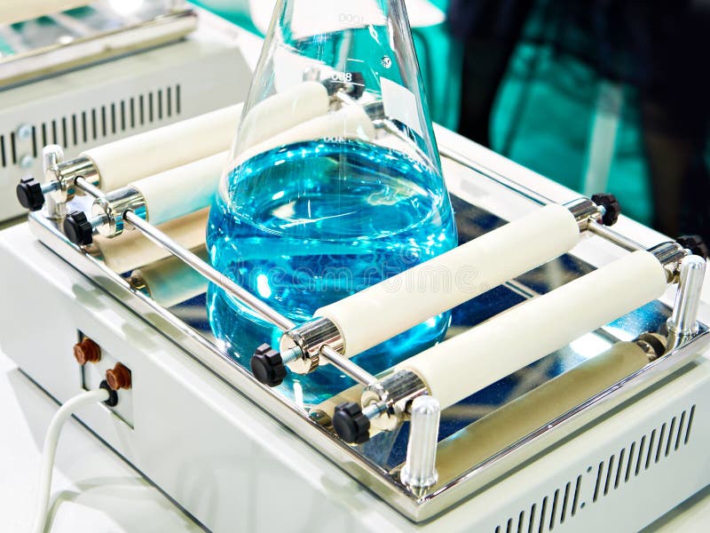 Laboratory Shaker and Flasks Stock Image - Image of medical ...