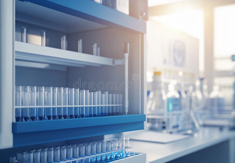 Laboratory Shelf with Test Tubes and Vials Stock Illustration ...