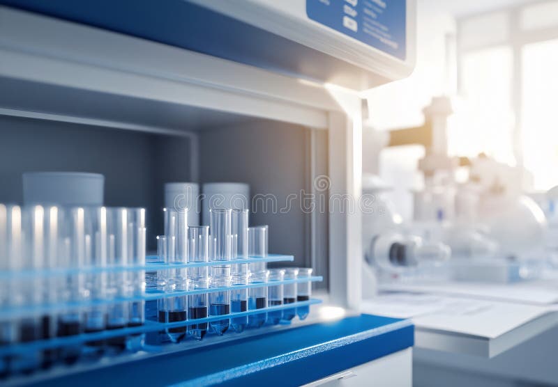 Laboratory Shelf with Test Tubes and Vials Stock Illustration ...