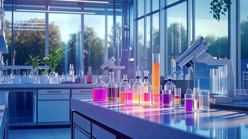 Exploring a Modern Chemical Laboratory with Vibrant Solutions and ...