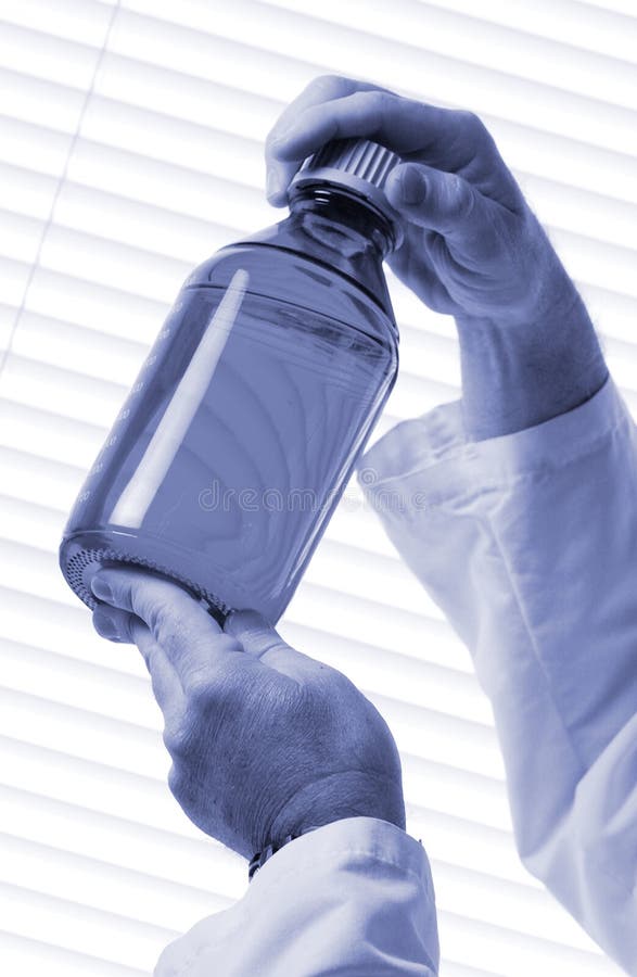 Laboratory Solution in Blue Monochrome Stock Image - Image of liquid ...