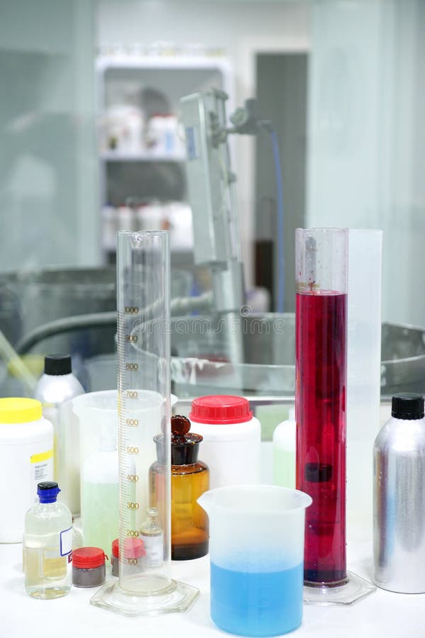 Laboratory Stuff, Glass Cylinder, Colorful Liquids Stock Image - Image ...