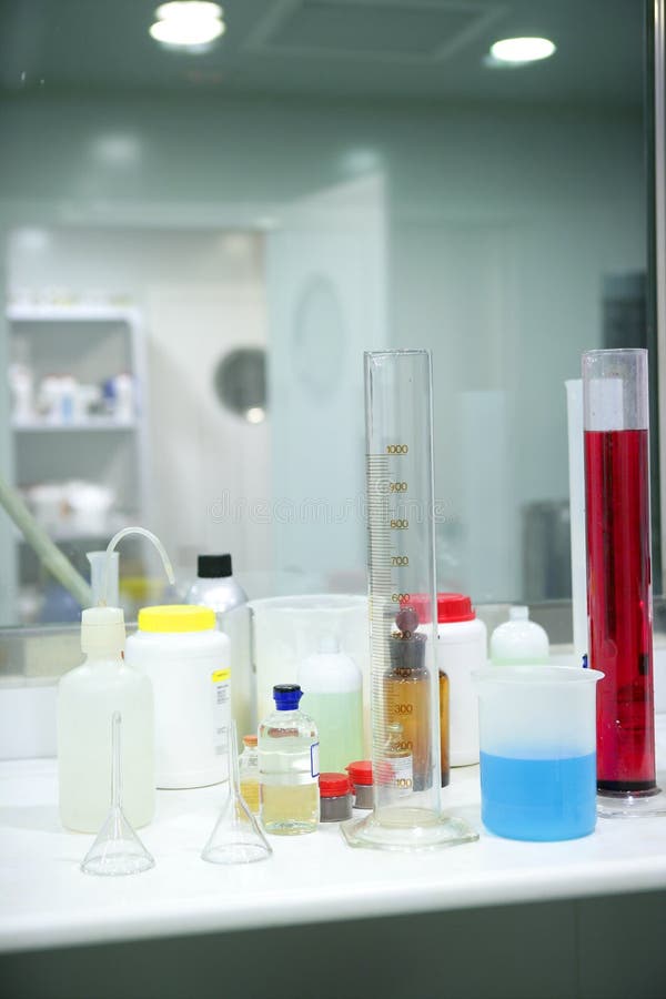 Laboratory Stuff, Glass Cylinder, Colorful Liquids Stock Photo - Image ...