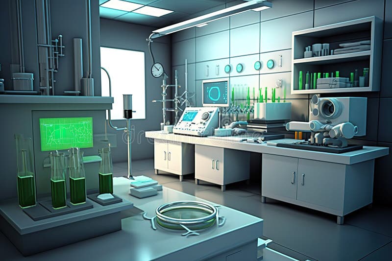 Laboratory Stylish Interior. 3d, Generative AI Stock Illustration ...