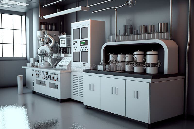 Laboratory Stylish Interior. 3d, Generative AI Stock Illustration ...
