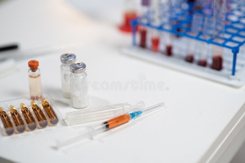 A laboratory table stock photo. Image of medicine, analysis - 177323828