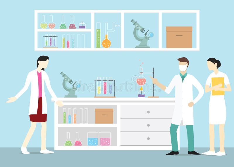 Laboratory Team Chemist on the Lab with Some Tools and Discuss about ...