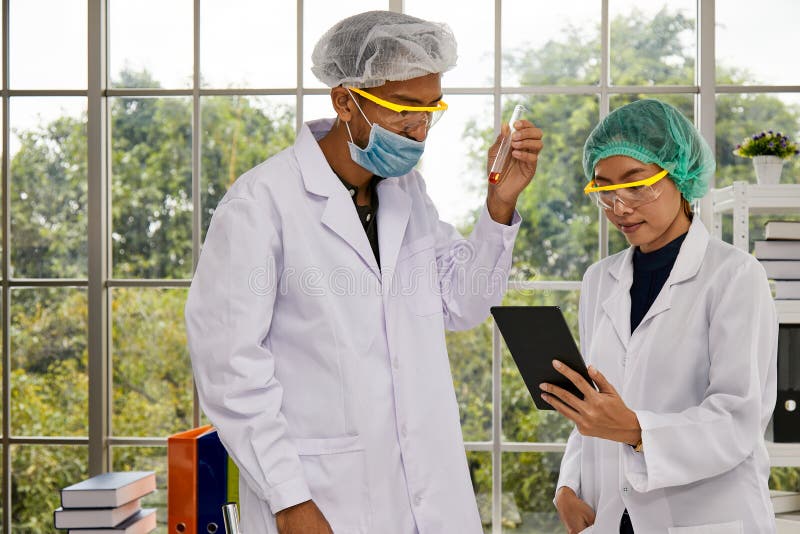 Laboratory Team Examining and Evaluating Test Sample and Data Stock ...