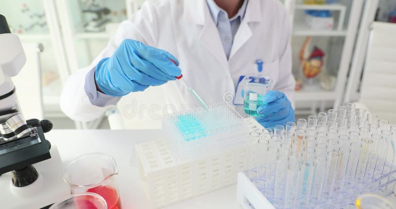 Technician Analyzes Samples Using Pipette and Test Tubes Stock Video ...