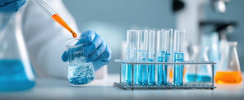 The Laboratory Technician Conducting an Experiment with Pipette and ...