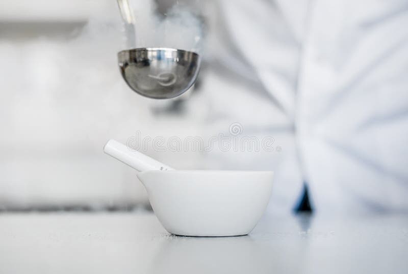 Laboratory Technician Performs an Experiment with Liquid Nitrogen Stock ...