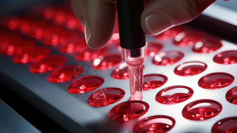 Laboratory Technician Pipetting a Blood Sample Stock Illustration ...