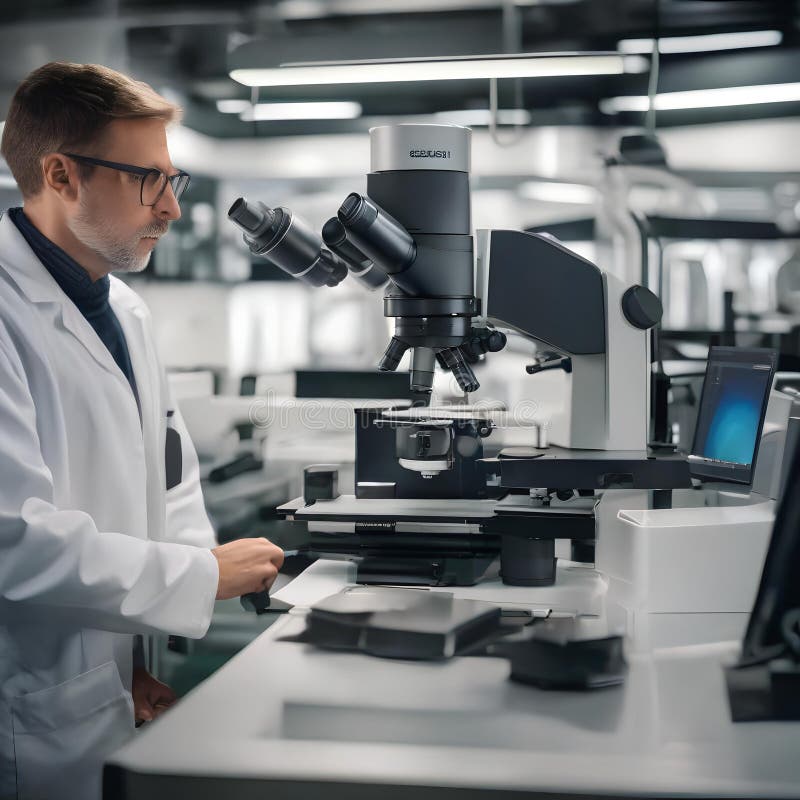 A Laboratory Technician Using a Powerful Scanning Electron Microscope ...