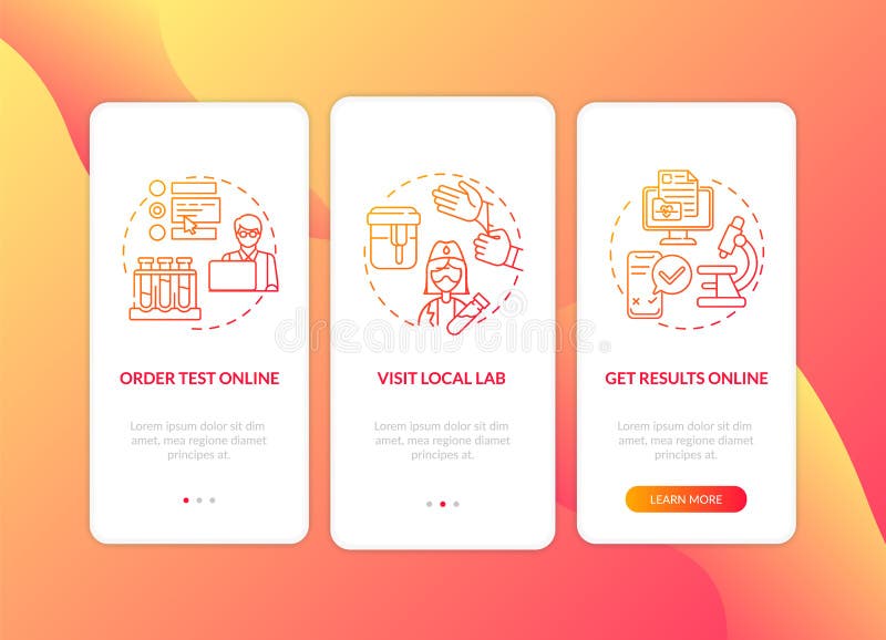 Laboratory Test Ordering Onboarding Mobile App Page Screen with ...