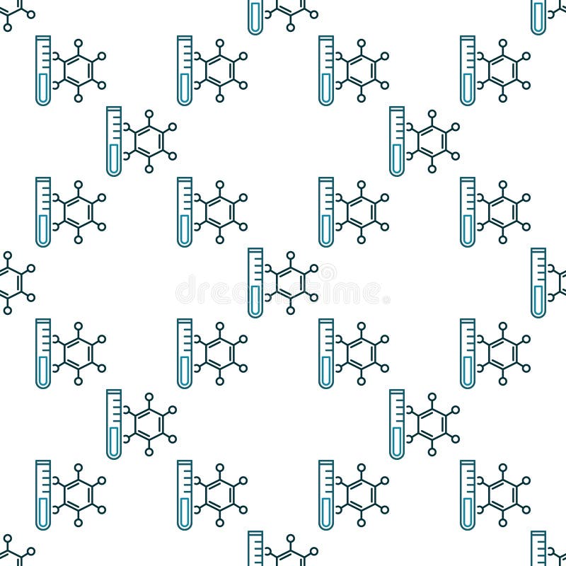 Laboratory Test Tube and Chemical Hexagonal Formula Vector Outline ...