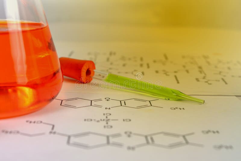 Laboratory Test Tube and Chemical Formula Background , Science Stock ...