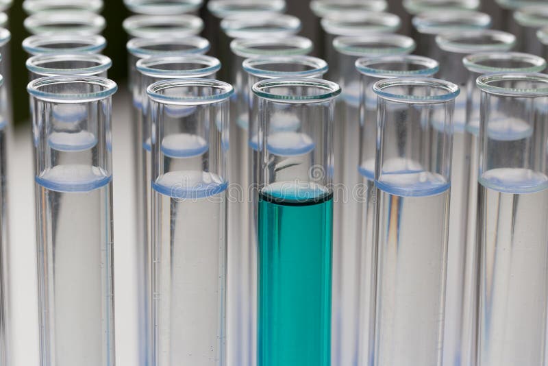 Laboratory Test Tubes with Blue Liquid Sample Stock Photo - Image of ...