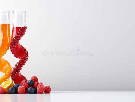 Laboratory Test Tubes with Molecular Structure and Red Liquid ...