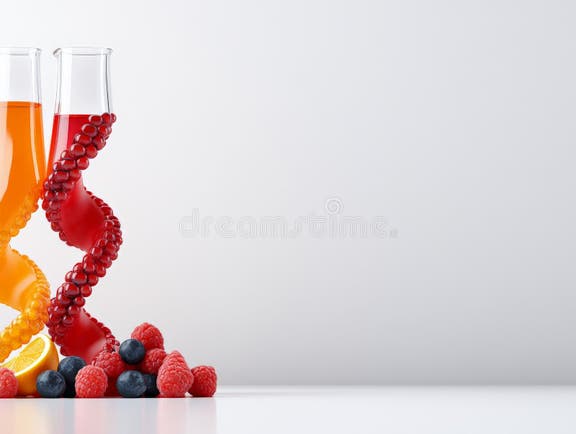 Laboratory Test Tubes with Molecular Structure and Red Liquid ...