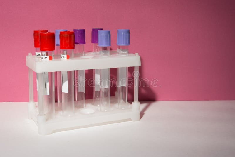 Laboratory Test Tubes on a Pink Background Stock Image - Image of ...