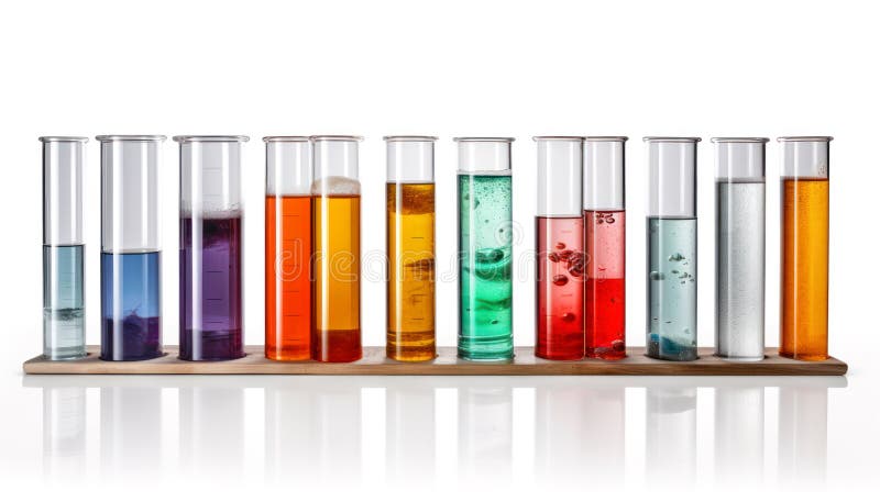 Laboratory Test Tubes with Various Samples on a White Background ...