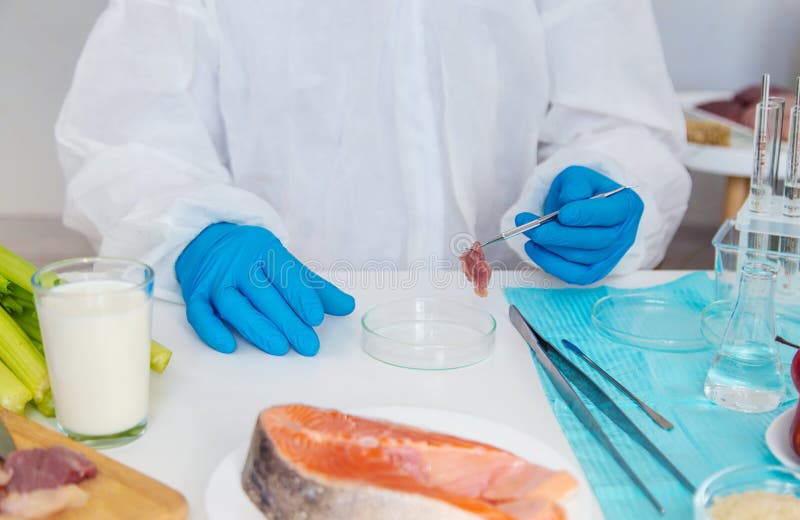 Laboratory Testing of Different Food Products. Selective Focus Stock ...